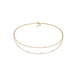 Elli Damen Gliederkette "Layer Rosa Quarz Kugeln Beads 925 Silber", 42, ohne Stein, Silber 925 (Sterlingsilber), L: 42, gold, Silber 925