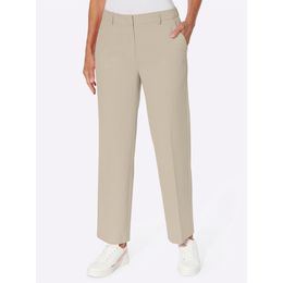 Inspirationen Damen Bügelfaltenhose, beige, Gr. 38, unifarben, 63% Polyester, 34% Viskose, 3% Elasthan, Hosen