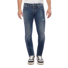 Herren Stoffhose "JEAN HOMME TRIOLET", blau, Gr. 33, Le Temps Des Cerises, 100% Baumwolle, Hosen, mit kleinen Used-Elementen