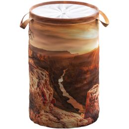 Wäschekorb Sanilo, H:55cm Ø:37cm, orange, Polyester, Badezimmer, Wäschesammler, "Grand Canyon", 60 Liter, faltbar, mit Sichtschutz
