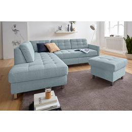 Sit & More Ecksofa SIT & MORE, B:233cm H:80cm T:196cm, blau, Struktur fein (100% Polyester), Wohnzimmer, Sofas, "Picasso L-Form", wahlweise mit Bettfunktion und
