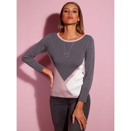 CR&Eacute;ATION L CREATION L Damen Strickpullover "Pullover", rosa, Gr. 42, gemustert, mehrfarbig, 54% Baumwolle, 44% Viskose, 1% Polyester, 1% metallisierte Fasern,
