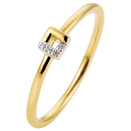 Jobo Damen Diamantring, 56, SI = kleine Einschlüsse, Diamanten Gelbgold 585, gelb, Diamanten, Gelbgold 585, Fingerringe, schmal 585 Gold bicolor mit