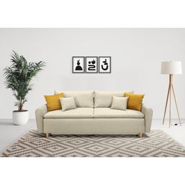 Schlafsofa Inosign, B:235cm H:97cm T:95cm, beige, 100%Polyester, Kinderzimmer, Sofas, "Anika", mit Boxspringaufbau, Bettfunktion & Bettkasten,