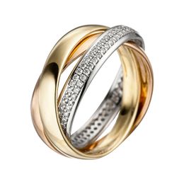 Jobo Damen Diamantring, 58, SI = kleine Einschlüsse, Diamanten Gelbgold 585 Roségold 585 Weißgold 585, gelb, Diamanten, Gelbgold 585, Roségold 585,