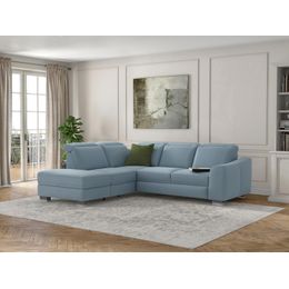 Sit & More Ecksofa SIT & MORE, B:263cm H:86cm T:219cm, blau, Wohnzimmer, Sofas, "Dundee L-Form", mit Federkern und Edelstahlfüßen, wahlweise mit