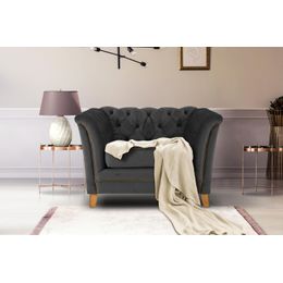 Sessel Home Affaire, B:102cm H:76cm T:81cm, grau, Luxus-Microfaser Vintageoptik (100% Polyester);Struktur fein (100% Polyester);Samtoptik (100%
