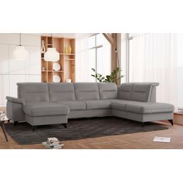 Sit & More Wohnlandschaft SIT & MORE, B:329cm H:91cm T:225cm, grau, 100% Polyester, Sofas, "Astoria U-Form", wahlweise mit motorischer Relaxfunktion