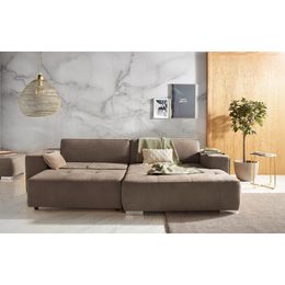 Ecksofa Inosign, B:293cm H:78cm T:172cm, braun, Struktur fein (100% Polyester);Luxus-Microfaser weich (90% Polyester, 10% Polyacryl);Struktur