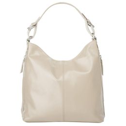 Samantha Look Damen Henkeltasche, beige, Leder, glänzend, Taschen, echt Leder, Made in Italy