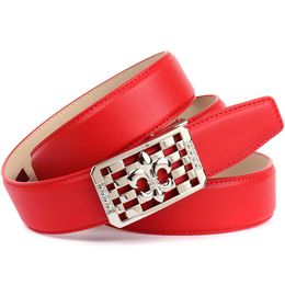 Anthoni Crown Damen Lederg&uuml;rtel, rot, Gr. 110, unifarben, Leder, G&uuml;rtel, Schlie&szlig;e mit Lilien-Motiv