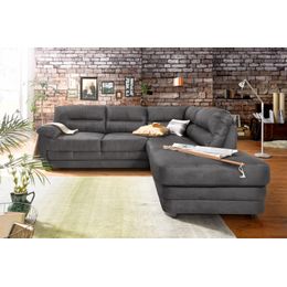 Ecksofa COTTA, B:250cm H:88cm T:234cm, grau, Luxus-Kunstleder, frei im Raum stellbar;Luxus-Microfaser (100% Polyester), frei im Raum