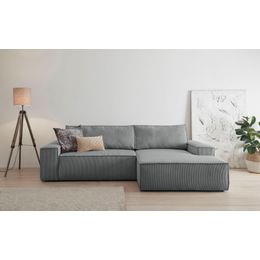Ecksofa Home Affaire, B:267cm H:85cm T:167cm, grau, 100% Polyester, Sofas, "SHERWOOD Schlafsofa 267 cm, L-Form", Schlaffunktion mit Bettkasten