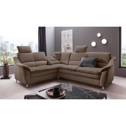 Ecksofa Places of Style, B:249cm H:90cm T:209cm, braun, Luxus-Microfaser Lederoptik (100% Polyester);Luxus-Microfaser (100%