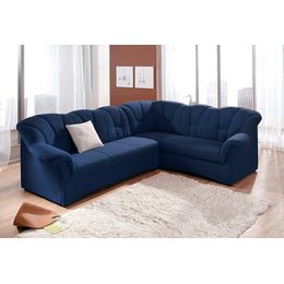 Ecksofa DOMO collection, B:242cm H:84cm T:190cm, blau, Struktur ( 90% Polyester, 10% Polyacryl);Microfaser PRIMABELLE (100% Polyester);Kunstleder