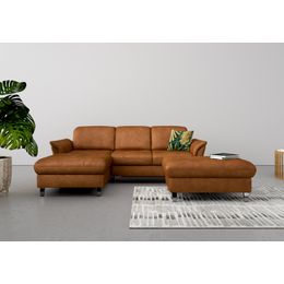 Sit & More Ecksofa SIT & MORE, B:258cm T:173cm, braun, 100% Polyester, Wohnzimmer, Sofas, "Maggiore L-Form", wahlweise mit Kopfteilverstellung, Bettfunktion und