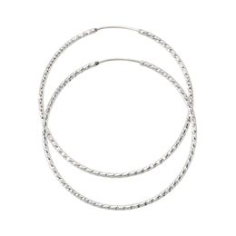 Jobo Damen Paar Creolen, 50mm, Silber 925 (Sterlingsilber), silber, Silber 925 (Sterlingsilber), Ohrringe, rund 925 Silber diamantiert