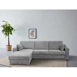 Ecksofa Home Affaire, B:280cm H:85cm T:173cm, grau, 100% Polyester, Wohnzimmer, Sofas, "Roma "M" Matratzenhöhe 14 cm, Dauerschlaffunktion, mit