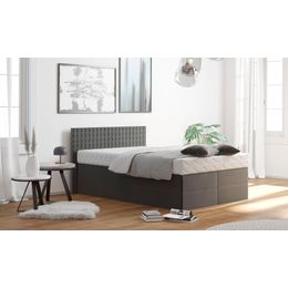 Boxspringbett, B:155cm L:210cm, grau, Westfalia Schlafkomfort, Bezug: 100% Polyester;Polsterwatte: 100% Polyester, Komplettbetten, mit Zierkissen,