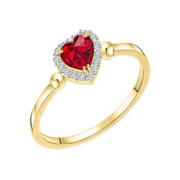 Firetti Damen Goldring "Schmuck Geschenk Gold 375 Damenring Goldring", 58, Gelbgold 375, 1mm, bunt, Gelbgold 375, Fingerringe, mit Zirkonia (synth.)