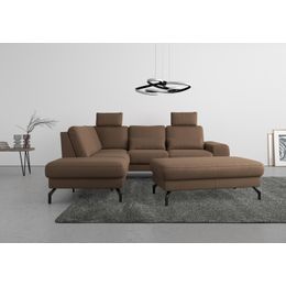 Sit & More Ecksofa SIT & MORE, B:260cm H:91cm T:226cm, braun, Wohnzimmer, Sofas, "Cinturo L-Form", inklusive Sitztiefenverstellung und Federkern, Sitzhöhe 48 cm