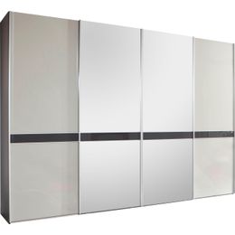 Schwebet&uuml;renschrank Wiemann, B:296,3cm H:236cm T:67cm, grau, Schr&auml;nke, "Rialto", hochwertige Glas- und Spiegelfront mit Querriegel