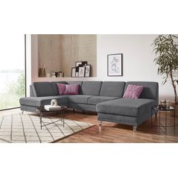 Sit & More Wohnlandschaft SIT & MORE, B:319cm H:89cm T:190cm, grau, Sofas, "Clio U-Form", wahlweise mit Bettfunktion und Bettkasten, inklusive Federkern