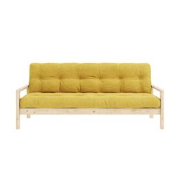 Schlafsofa Karup Design, B:205cm H:79cm T:95cm, gelb, Matratzenmaterialzusammensetzung: Futonmatratze mit Knopfheftung, Höhe 14 cm, aus recyceleten