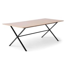 Esstisch, B:210cm H:74cm T:100cm, beige, HAMMEL FURNITURE, Tischplatte: Weißpigmentiertes, matt lackiertes Eichenfurnier (natürliche MDF-Kante).