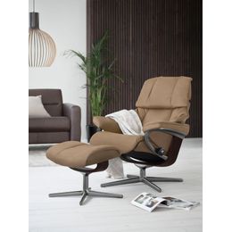 Relaxsessel stressless, B:92cm H:100cm T:80cm, braun, Microfaser DINAMICA (88% Polyester, 12% Polyurethan), Wohnzimmer, Sessel, "Reno", mit Hocker,