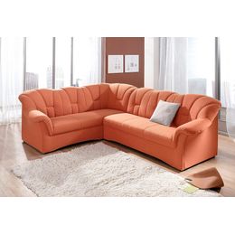 Ecksofa DOMO collection, B:242cm H:84cm T:190cm, orange, Struktur ( 90% Polyester, 10% Polyacryl);Microfaser PRIMABELLE (100% Polyester);Kunstleder