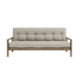 Schlafsofa Karup Design, B:205cm H:79cm T:95cm, beige, Matratzenmaterialzusammensetzung: Futonmatratze mit Knopfheftung, Höhe 14 cm, aus recyceleten