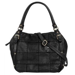 Samantha Look Damen Shopper, schwarz, Leder, leicht glänzend, unifarben, Taschen, echt Leder, Made in Italy