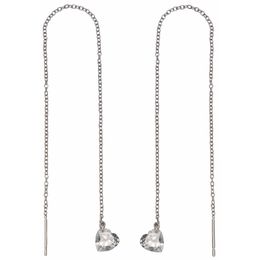 Firetti Damen Paar Ohrhänger "Schmuck Geschenk Silber 925 Ohrschmuck Durchzieher Herzen Glitzer", Silber 925 (Sterlingsilber), silber, Silber 925