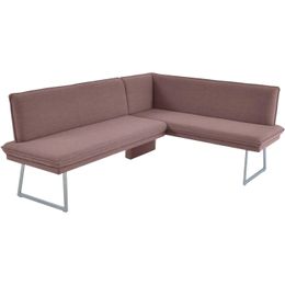 K+w Komfort & Wohnen Eckbank, H:86cm T:60cm, rosa, K+W KOMFORT & WOHNEN, Esszimmer, Sitzbänke, mit Sattlernaht und schmaler Kufe, langer Schenkel rechts oder links