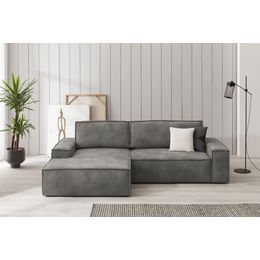 Ecksofa Home Affaire, B:267cm H:85cm T:167cm, grau, 100% Polyester, Sofas, "SHERWOOD Schlafsofa 267 cm, L-Form", Schlaffunktion mit Bettkasten