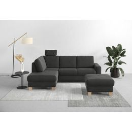 Ecksofa Home Affaire, B:236cm H:91cm T:170cm, grau, 95% Polyester, 5% Polyamid, Wohnzimmer, Sofas, "Summer L-Form", mit Ottomane, wahlweise mit