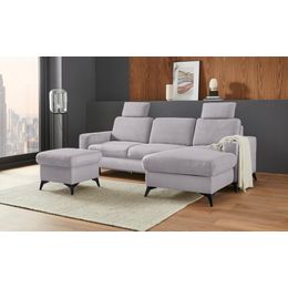 Ecksofa Places of Style, B:250cm H:88cm T:162cm, silber, Struktur imprägniert - feucht abwischbar (100% Polyester);Struktur Flausch (90% Polyester,