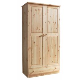 Drehtürenschrank Ticaa, B:96cm H:187cm T:54cm, beige, Massivholz, Schränke, "Moritz"