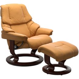 Relaxsessel stressless, B:75cm H:96cm T:75cm, gelb, Wohnzimmer, Sessel, "Reno", mit Classic Base, Größe S, M & L, Gestell Braun