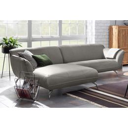 Ecksofa GUTMANN FACTORY, B:280cm H:80cm T:170cm, grau, Leder, Wohnzimmer, Sofas, "Venezuela"