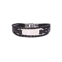 Firetti Herren Lederarmband "Schmuck Geschenk Armschmuck ID-Armband- Optik", 20cm, Edelstahl Leder, schwarz, Edelstahl, Leder, Armbänder, Made in
