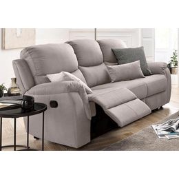 3-Sitzer, B:205cm H:102cm T:97cm, grau, ATLANTIC HOME COLLECTION, Struktur (100% Polypropylen), Sofas, "Diana", mit Relaxfunktion und Federkern, hohe