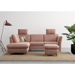 Ecksofa Home Affaire, B:252cm H:86cm T:213cm, rosa, 95% Polyester, 5% Polyamid, Wohnzimmer, Sofas, "Trelleborg L-Form", wahlweise mit Bettfunktion