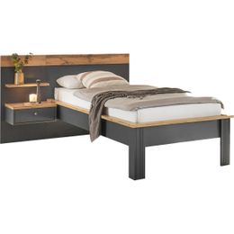 Schlafzimmer-Set Home Affaire, grau, Schlafzimmermöbel-Sets, "Westminster", Bett Breite Liegefläche 90 oder 140cm und 1 Wandpaneel