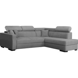 Ecksofa Home Affaire, B:267cm H:95cm T:198cm, silber, Struktur fein (100% Polyester);Struktur (100% Polyester);Samtstruktur (100% Polyester),