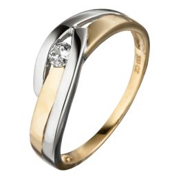 Jobo Damen Goldring, 50, Gelbgold 333, gold, Gelbgold 333, Fingerringe, 333 Gold bicolor mit Zirkonia