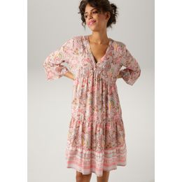 Aniston CASUAL Damen Tunikakleid, rosa, Gr. 38, Paisley, bedruckt, gebl&uuml;mt, Web, Obermaterial: 100% Viskose, Kleider, mit fantasievollem Druck