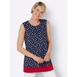 Classic Basics Damen Longtop, blau, Gr. 44, gemustert, gepunktet, mehrfarbig, 100% Baumwolle, Tops