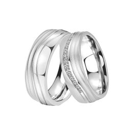 DOOSTI Damen Trauring "Schmuck Geschenk Edelstahl Trauring Ehering Partnerring LIEBE", 54,mit Zirkonia, Edelstahl, 7mm, silber, Edelstahl,